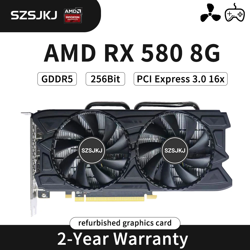 Graphics Card AMD RX580 8GB Gaming GDDR5 256Bit PCI Express 3.0 ×16 ...