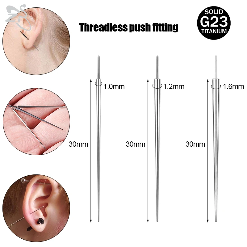 ZS 1PC G23 Titanium Insertion Pins for Piercings Threadless Push ...