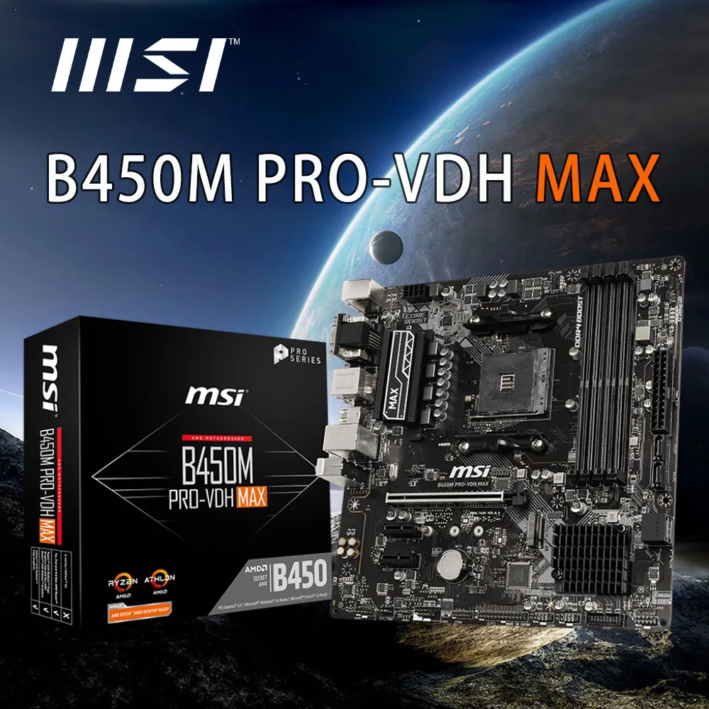 New-MSI-B450M-PRO-VDH-MAX-M-ATX-AMD-B450-DDR4-AM4-Motherboard-Audio ...