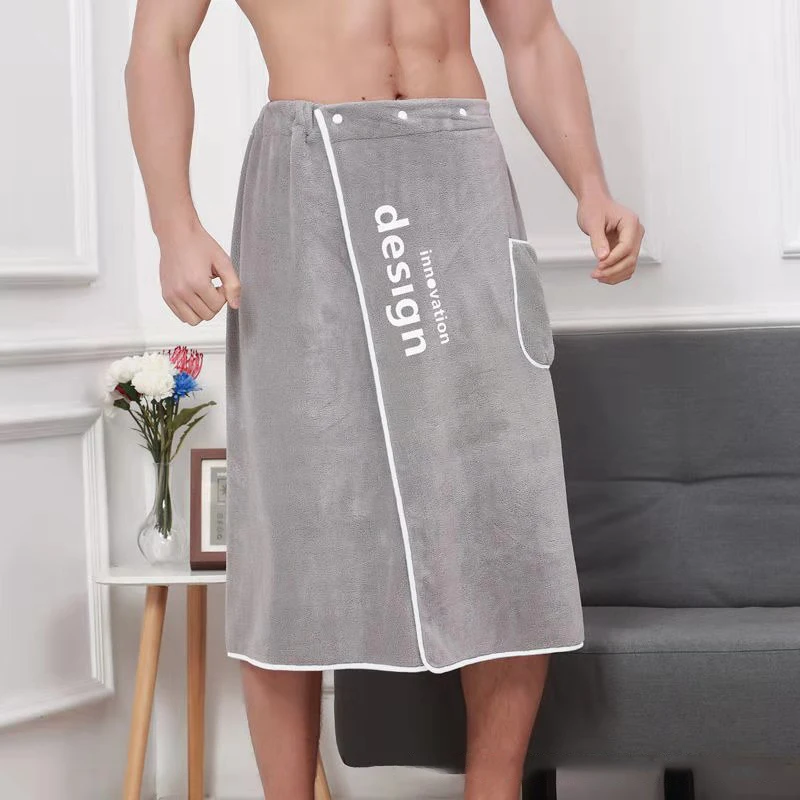 Men'S Coral Fleece Bath Skirt Is Anti-Empty And Can Wear Bath Towels ...