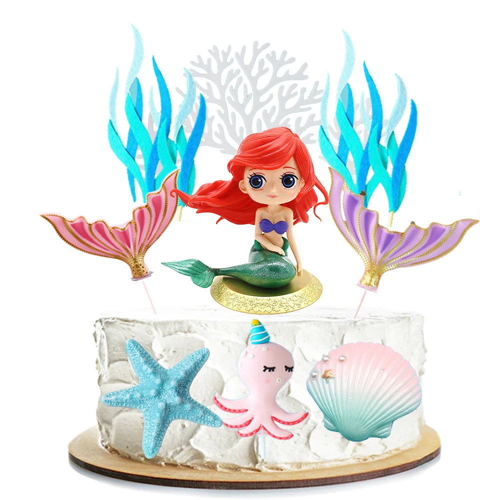 Ocean-Themed-Cake-Topper-Starfish-Sea-Shell-mermaid-tail-Cake-decor ...