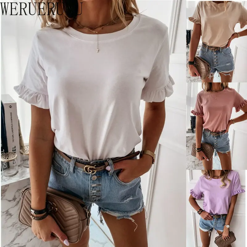 New-White-T-Shirt-for-Women-Casual-Aesthetic-Clothes-Butterfly-Short ...