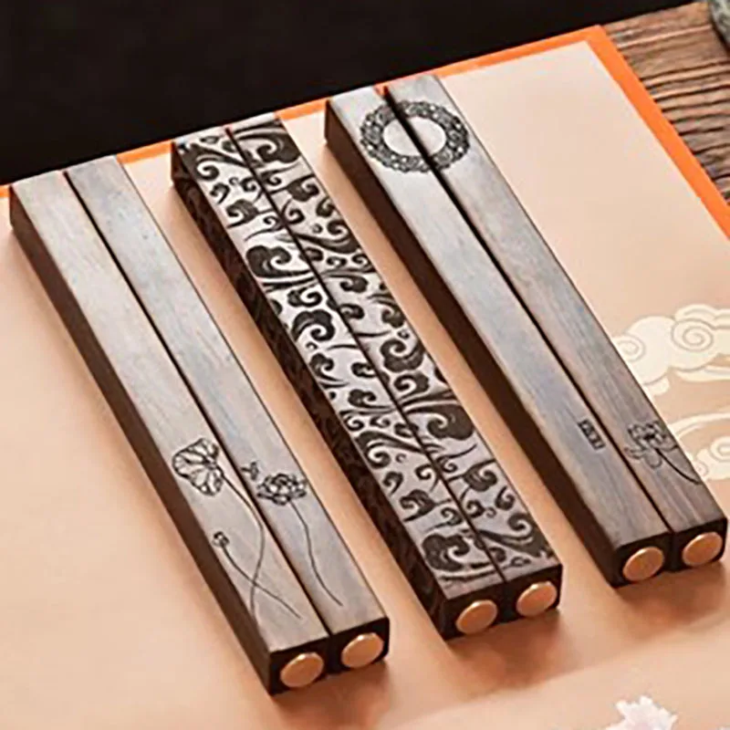 1 Pair Paperweights Chinese Calligraphy Ink Painting Wood Brass Paper ...