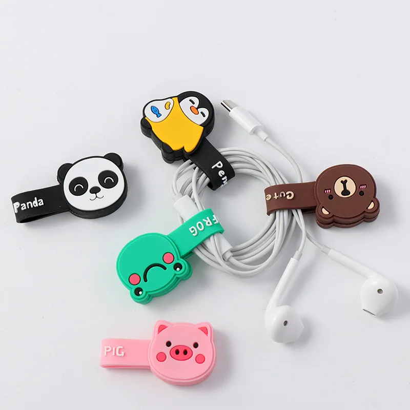 Cartoon Magnetic Cable Organizer Earbud Cord Holder Animal Desk Data ...