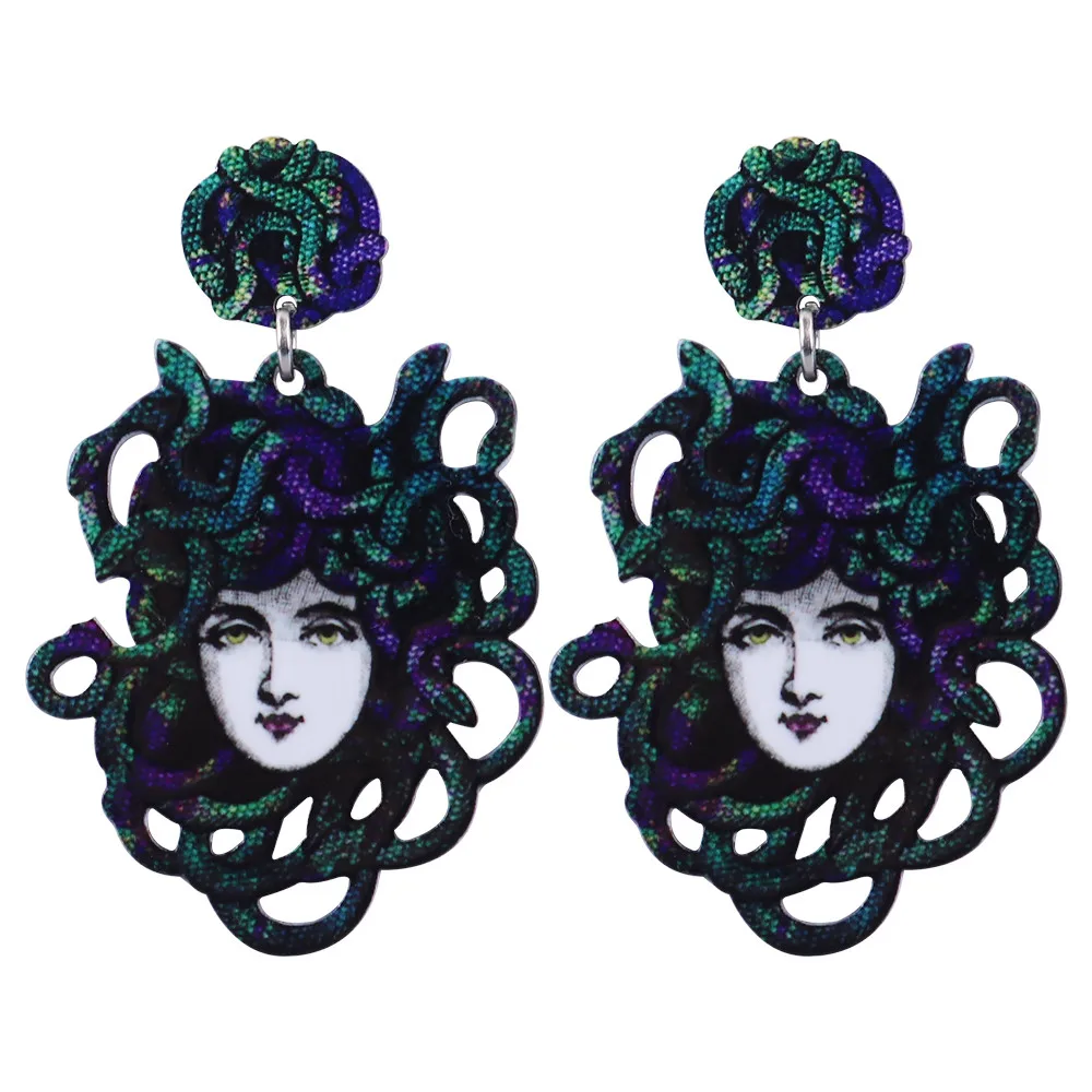 Devil Medusa Snake Head Acrylic Earrings for Women Cool Mythology ...