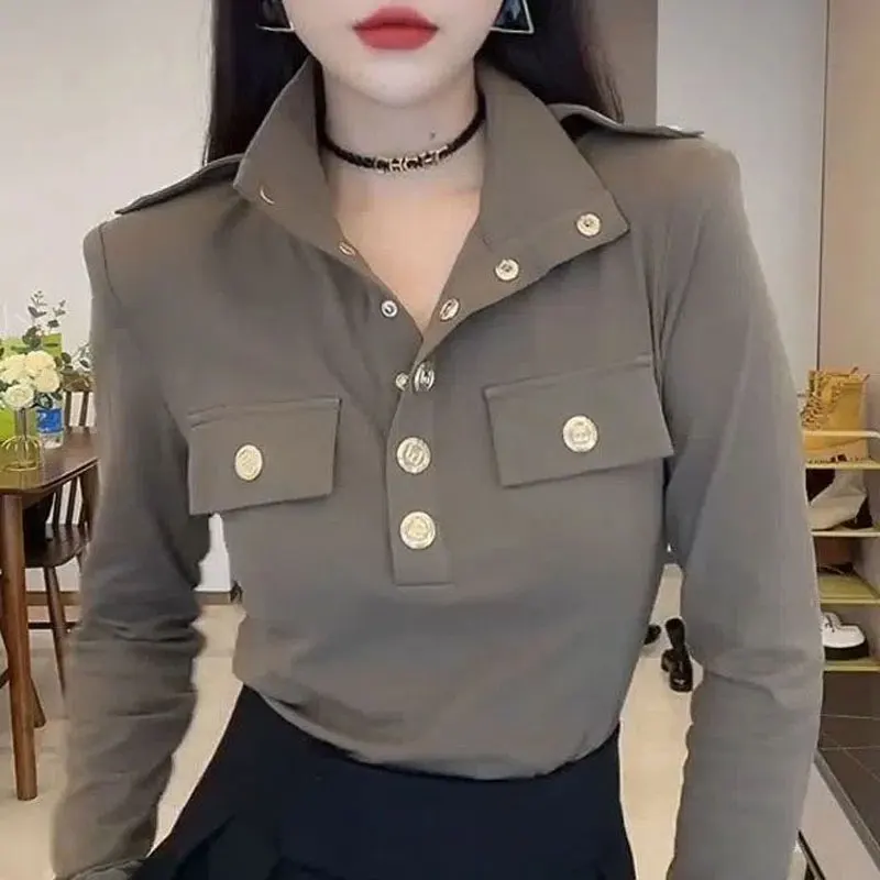 Commute-Fashion-Epaulet-Pullovers-Casual-Solid-Color-Spring-Autumn-Long-Sleeve-Women-s-Clothing ...