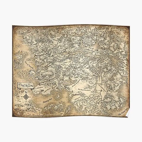 Annotated-Map-Of-Faerun-Poster-Modern-Decor-Mural-Vintage-Painting ...