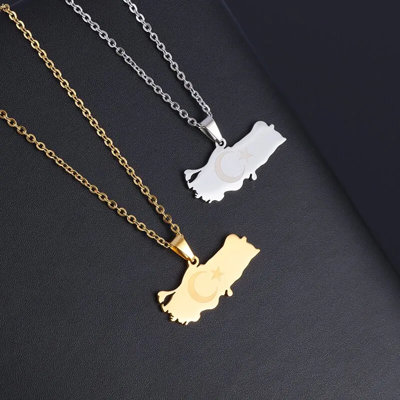 Fashion-Lucky-Stainless-Steel-Turkey-Map-Flag-Gold-Color-Pendant ...