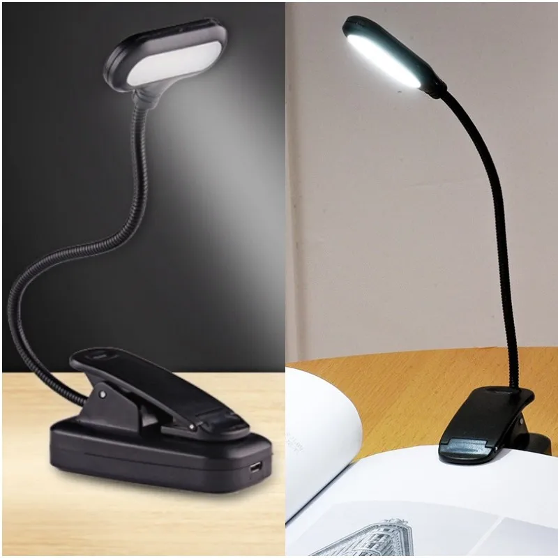 USB-Rechargeable-Reading-Lamp-Flexible-Easy-Clip-Lamps-Battery-operated ...