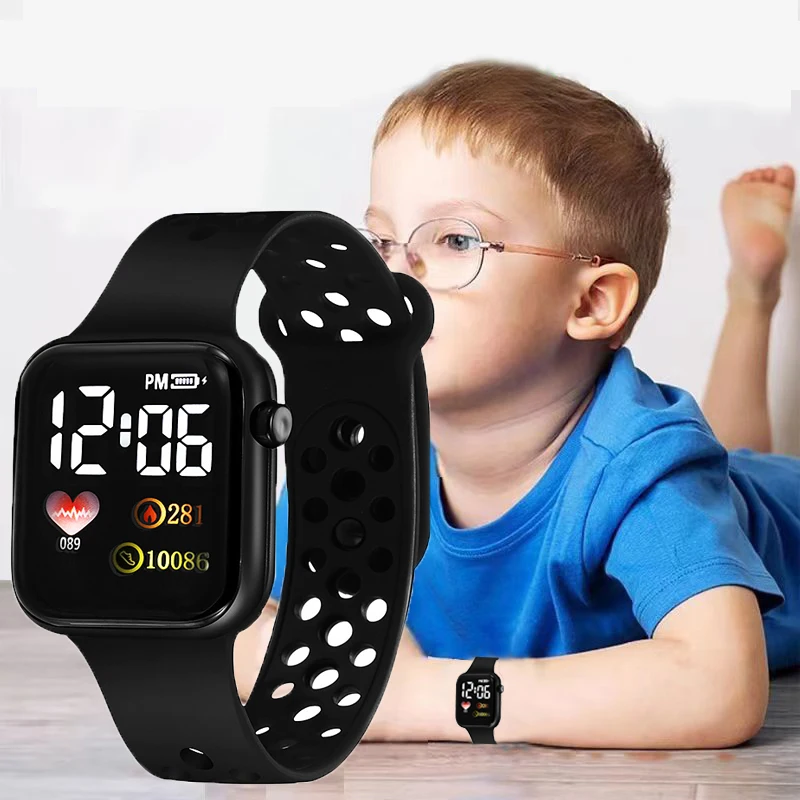 Kids Electronic Wrist Watch Led Digital Sport Watch Luminous Square ...
