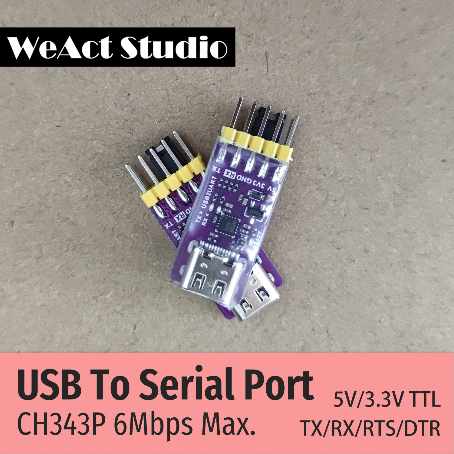 WeAct-Módulo USB para Serial/TTL UART, CH340, CH340, 3.3V, 5V, Switch em vez disso, CH340