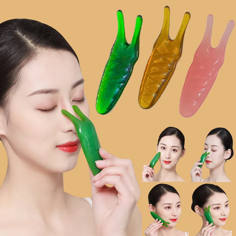 Masajeador de nariz Facial Guasha, puente nasal alto, raspado de nariz, hermoso artefacto de ...