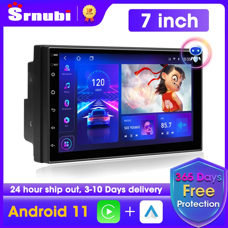 Srnubi 2 Din Android 11 Car Radio Multimedia Player Universal 7" Carplay Stereo 4G GPS DVD For ...