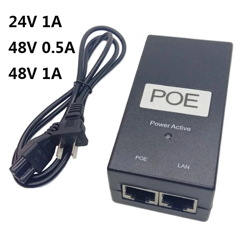AC DC PoE 전원 어댑터 공급 24V 48 V 0.5A 1A CCTV 활성 PoE 인젝터 이더넷 12 24 48 볼트 ...