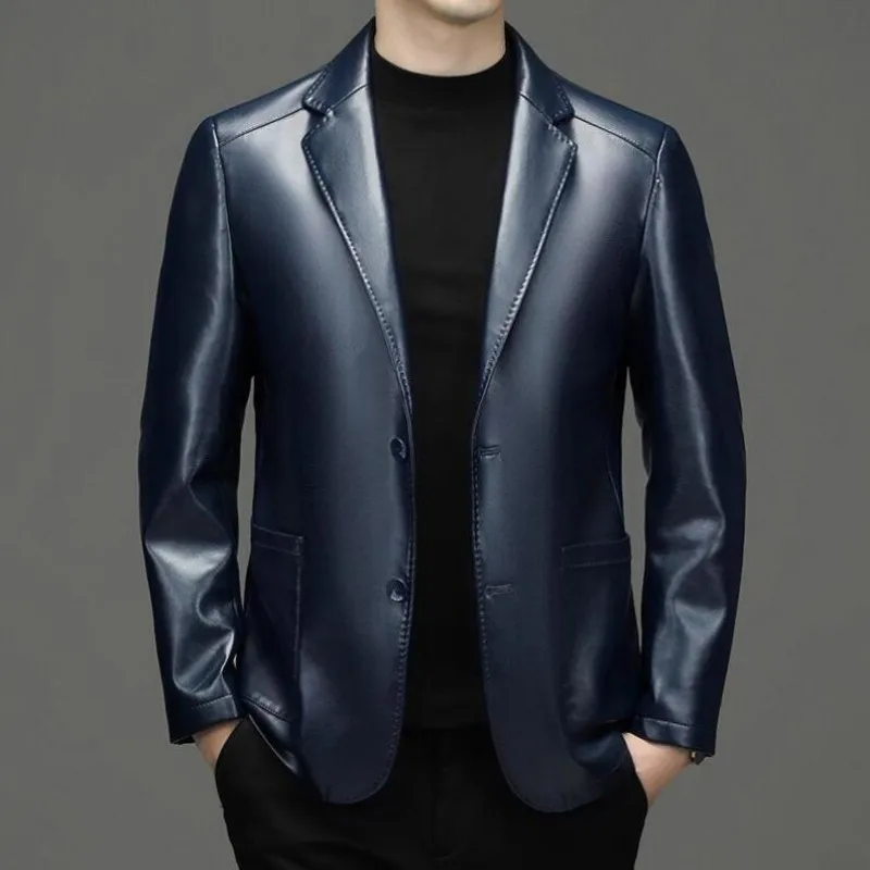 2023-Autumn-new-men-s-leather-coat-suit-lapel-business-casual-leather ...