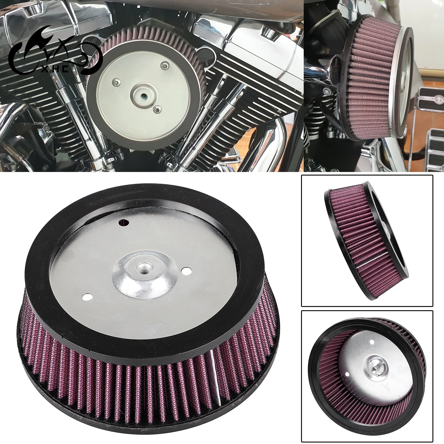 Motorcycle-Red-Air-Cleaner-Element-Fit-For-Harley-Heritage-Softail ...
