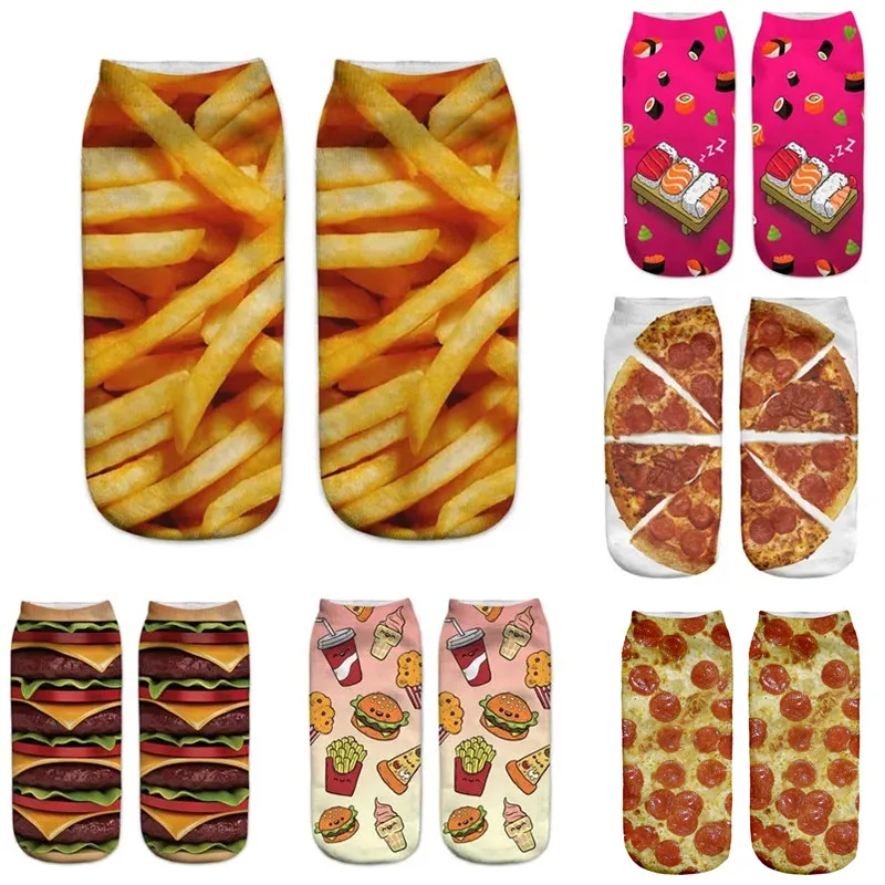 Funny-Women-Socks-Cute-Cartoon-Potato-Burger-Hot-Dog-Macaron-Food-Print ...