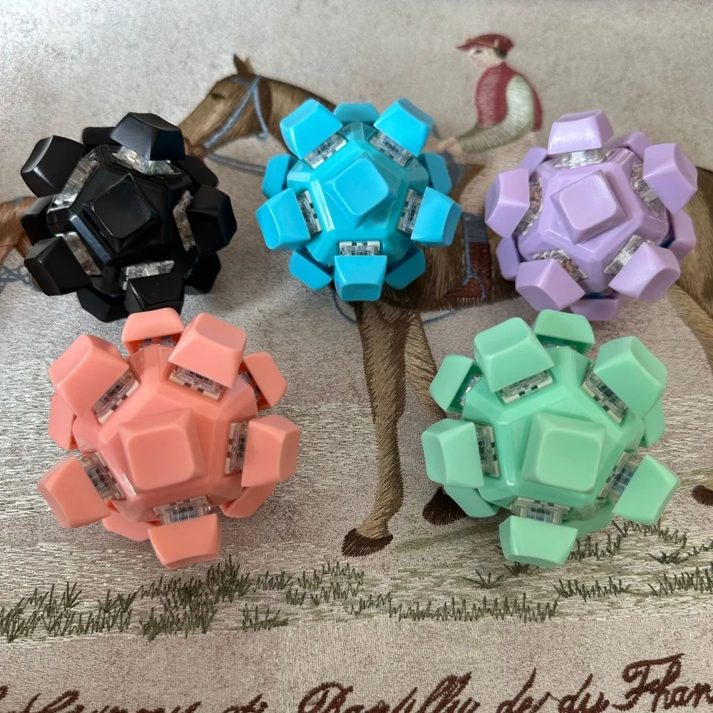 New 12 Keys Magic Ball Fidget Keychain DIY Keyboard Finger Keyboard Cap ...