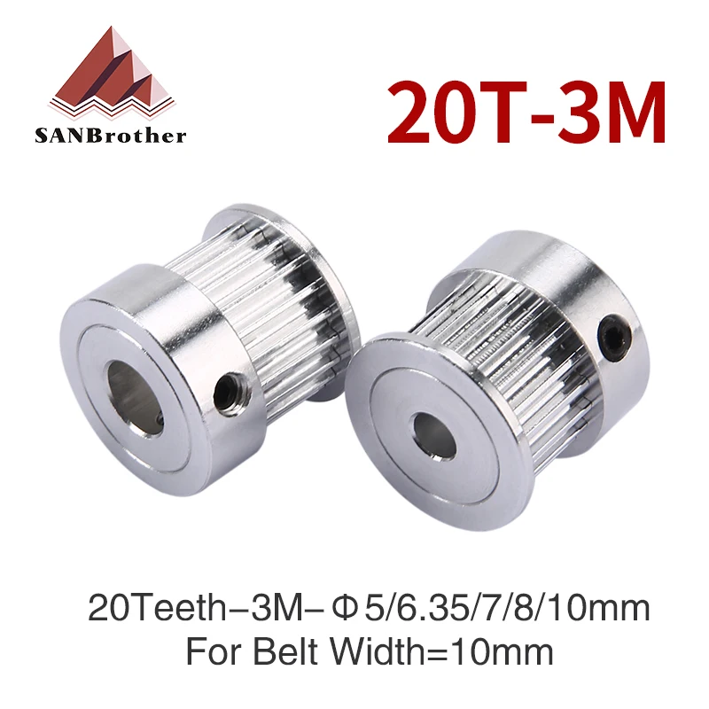 20 Tooth HTD 3M Synchronous Wheel Bore 5/6.35/7/8/10mm Aluminum 20T ...