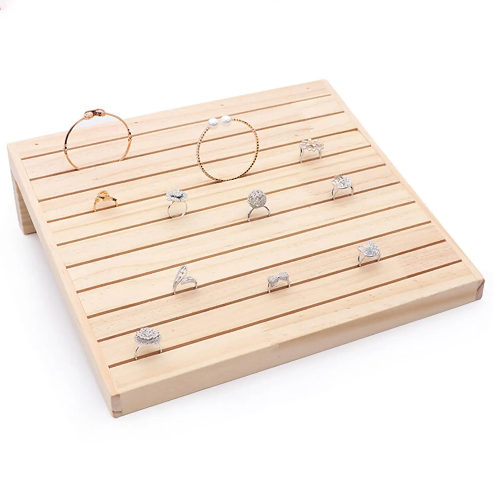 Wooden-10-Rows-Ring-Display-Stand-Rings-Earrings-Selling-Earrings-Trays ...