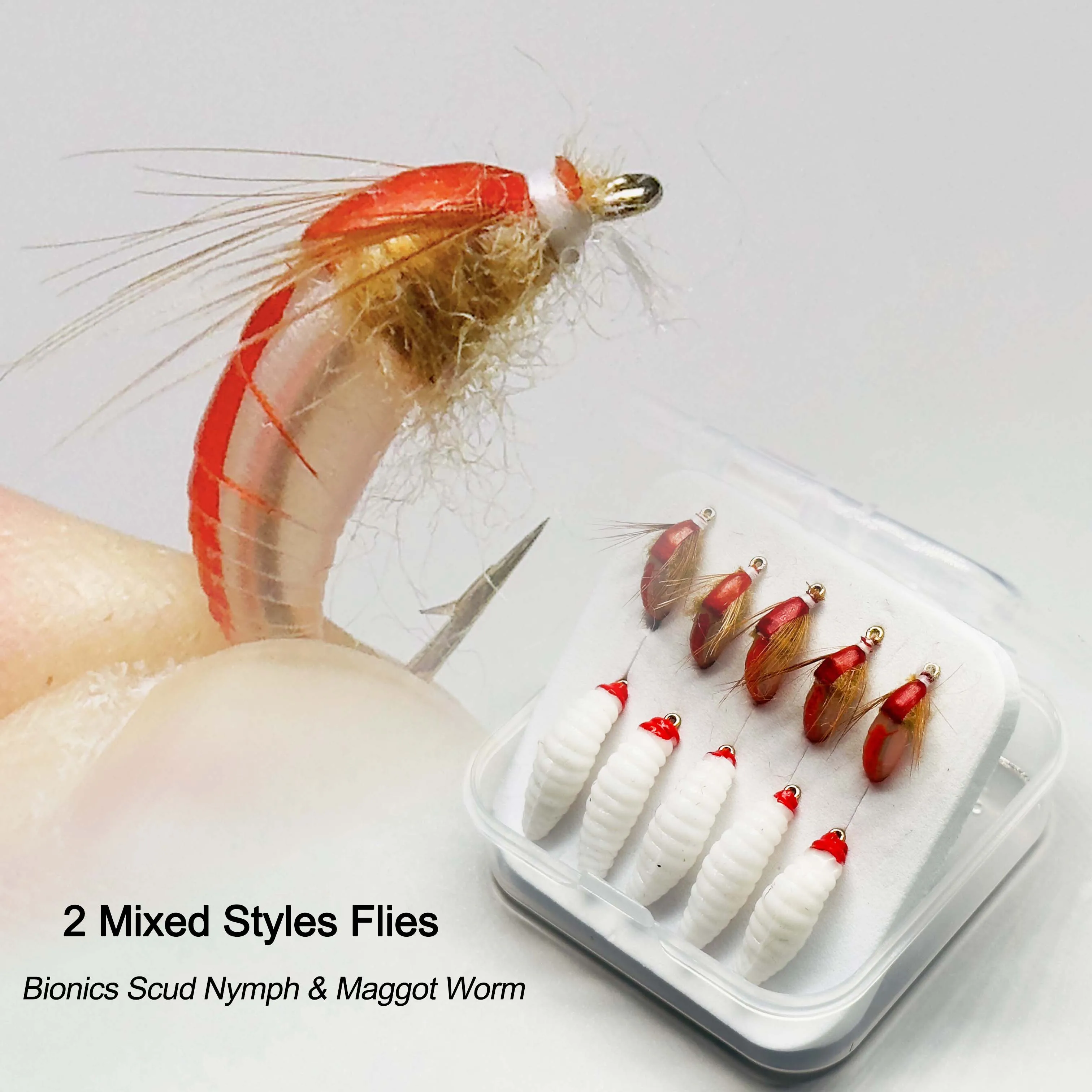 6Pcs/10Pcs Maggot Fly Fishing Wet Trout Flies Worm Bait for Trout Perch ...