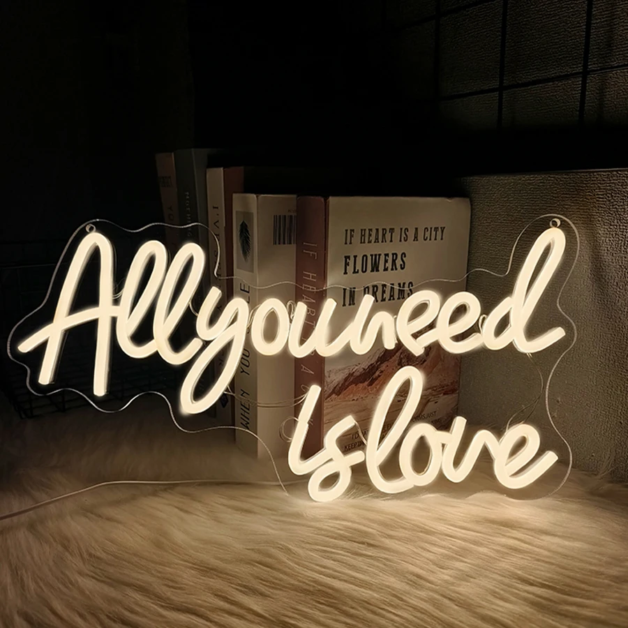 All You Need Is Love Neon Sign, Warm White Led Letter Icon, Usb Powered ...