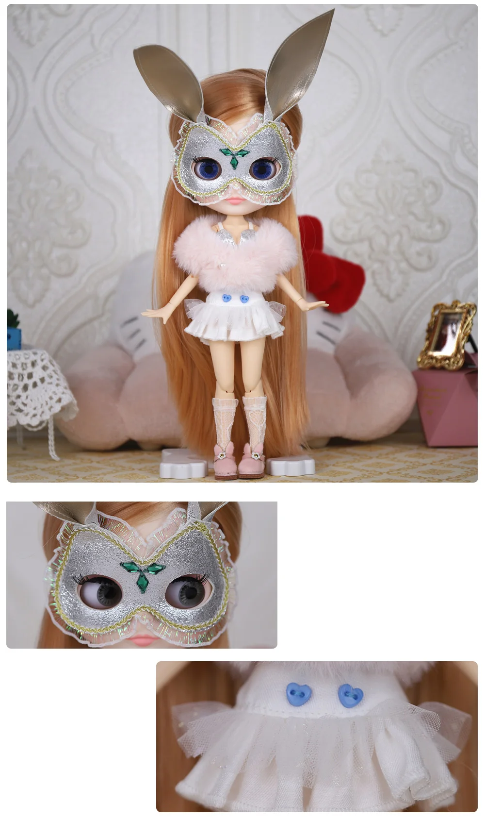 Neo Blythe Doll Prom Dress with Cat Mask | This Is Blythe Official Store
