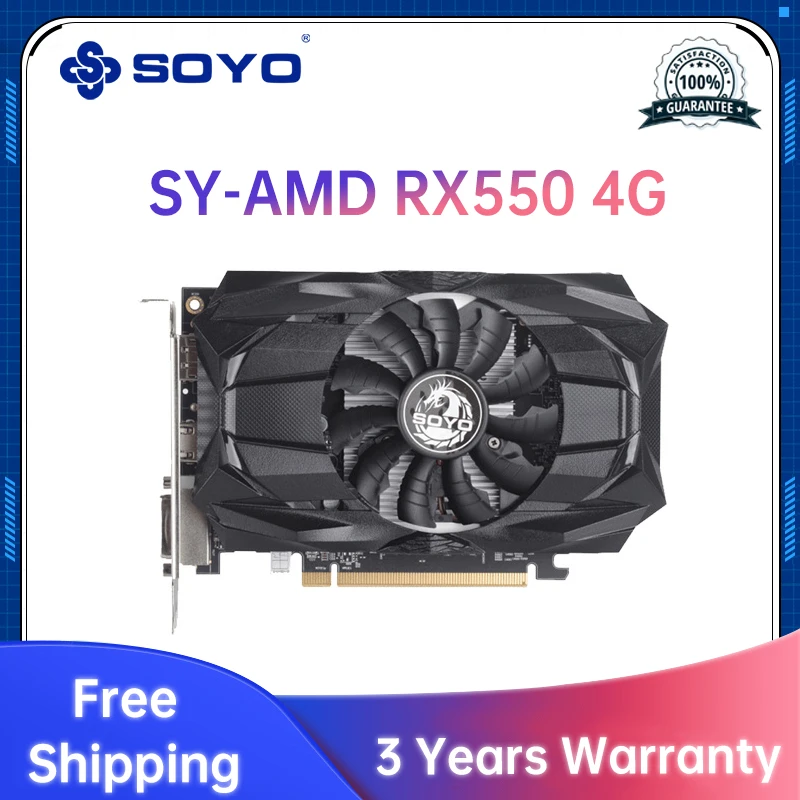 Soyo novo completo amd gpu radeon rx 550 4g gpu gddr5 14nm computador ...