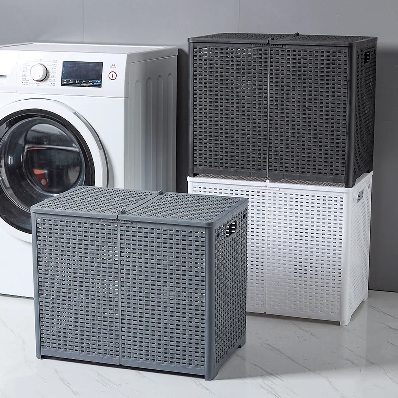 Folding-Laundry-Basket-Sundries-Container-With-Lid-Partition-Laundry ...