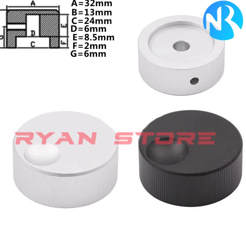 2PCS Aluminum Solid-core Knob Cap Size 32*13mm 13X32MM The Inner Iole ...