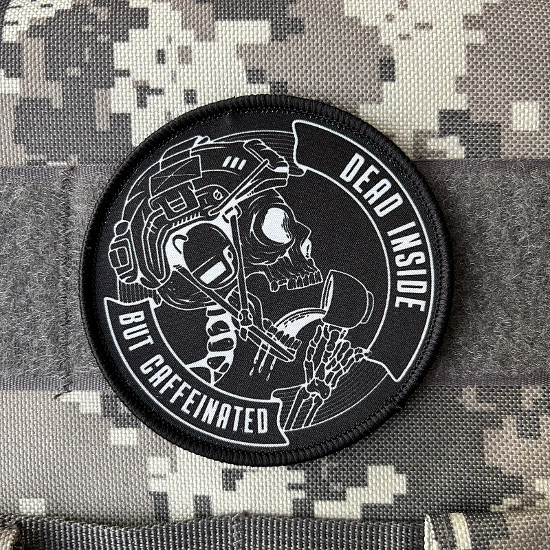 Skull Soldier Tactical Patch Dead Inside But Caffeinated Morale Badge ...
