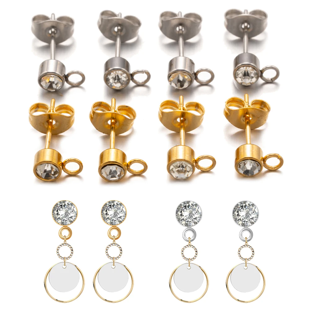 10-Sets-Stainless-Steel-3-4-5-6mm-Rhinestone-Earring-Posts-Ear-Studs ...
