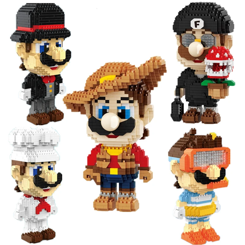 6-Models-Super-Mario-Nano-Block-Bros-Luigi-Yoshi-Waluigi-Blocks-Kids ...