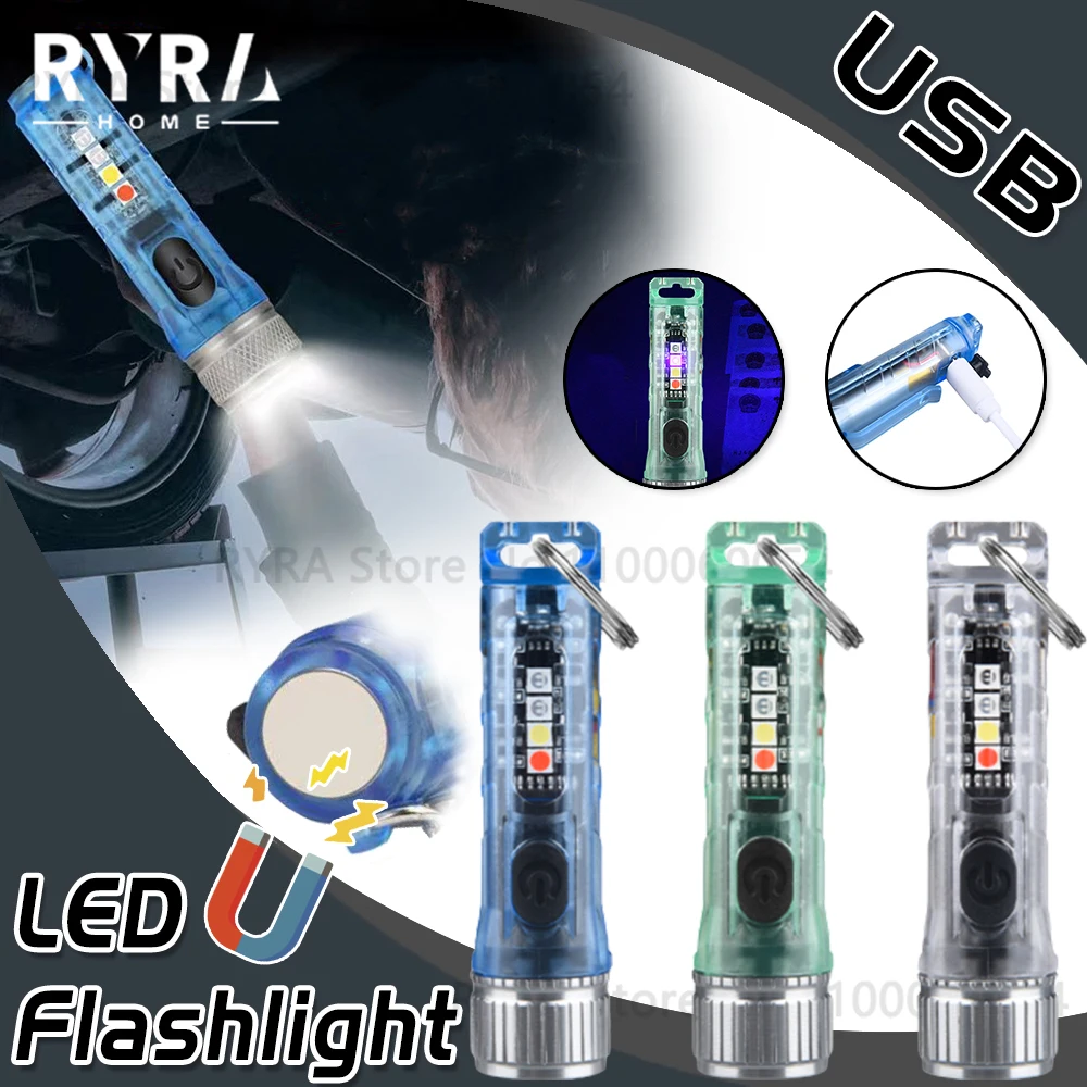 Mini-Keychain-LED-Flashlight-Multi-function-Camping-Flash-Torch-USB ...