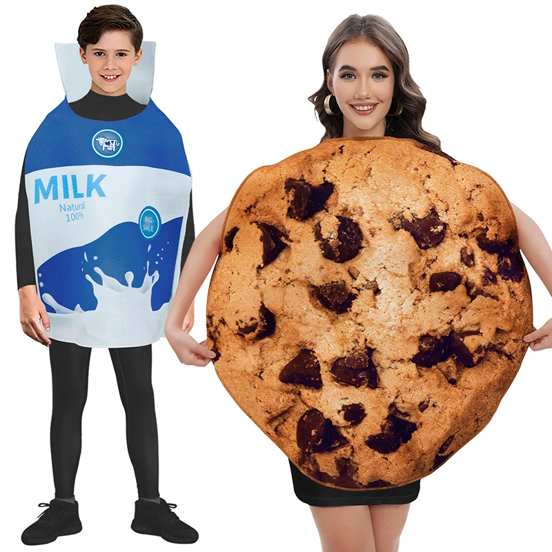 Chocolate Cookies Cosplay Costume Christmas Cookie Milk Hot Dog Print ...