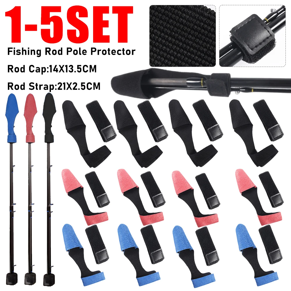 1-5SET Fishing Rod Tie Holder Strap Rod Tie Tip Pole Protector Fishing ...