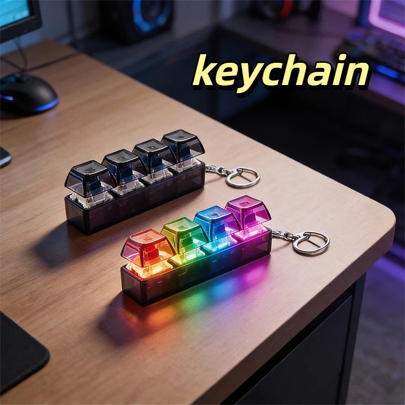 4 or 9-key Fingertip Keyboard Keychain Backpack Pendant Decor Rgb ...