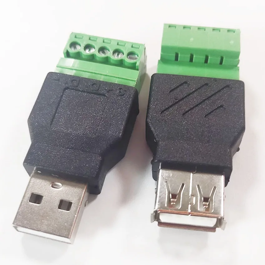 USB-Female-To-Screw-Connectors-USB2-0-Female-Jack-USB-Plug-With-Shield ...