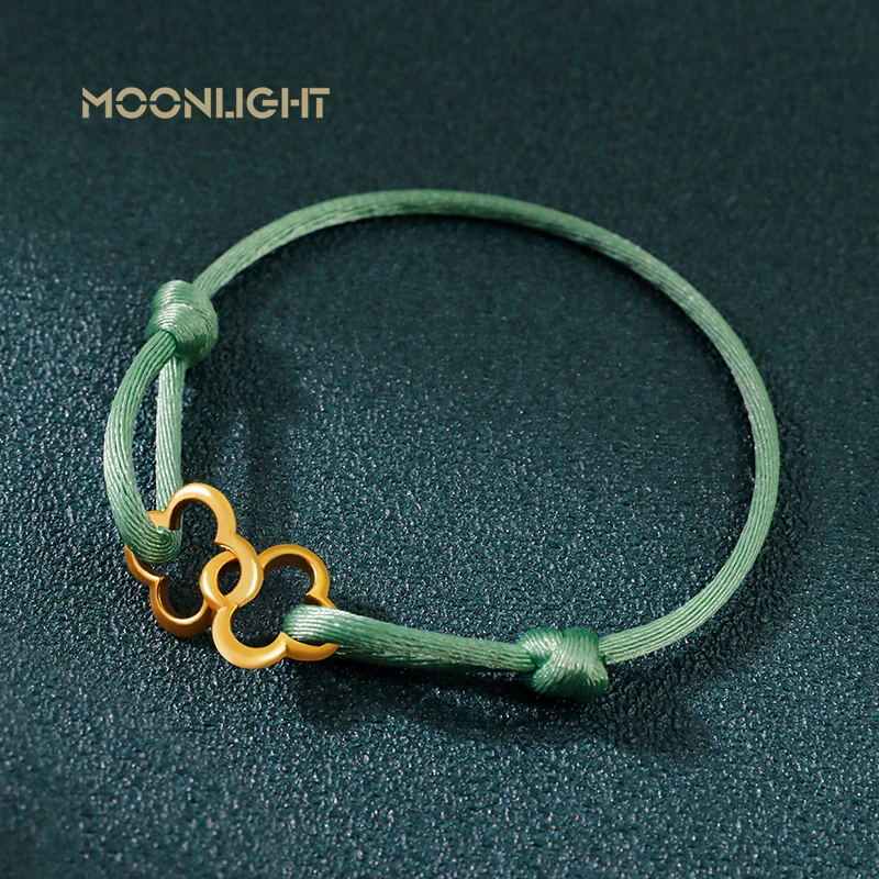 MOONLIGHT-Einstellbare-Doppel-Vier-Kleeblatt-Charm-Armband-F-r-Frauen ...