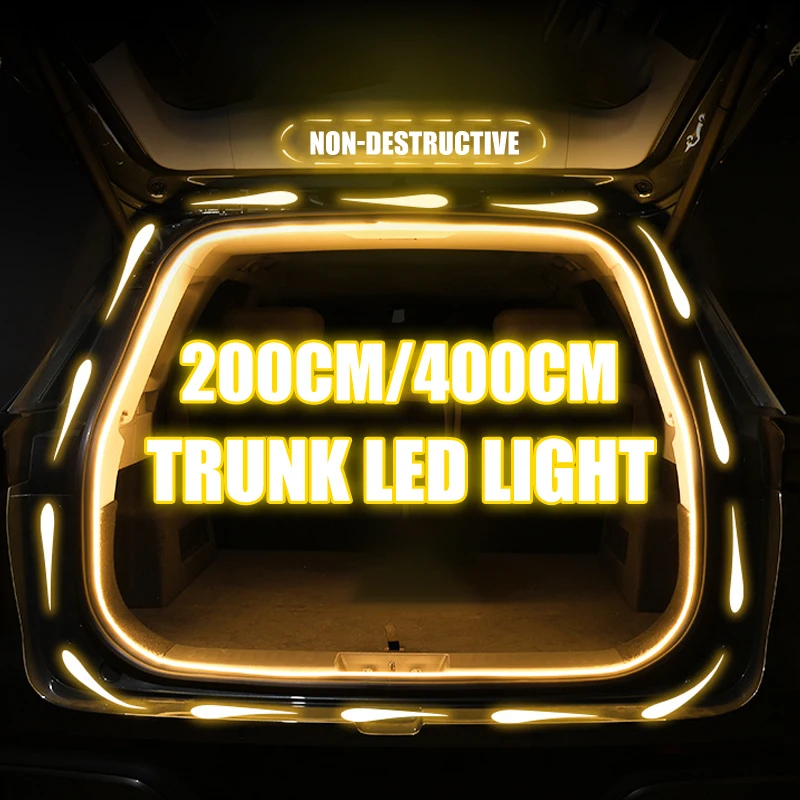 2m/4m Car Trunk Light Strip Flexible PVC Soft Led Light Strip Hidden ...