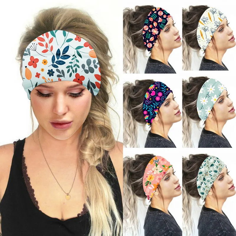 Bohemia Cotton Headband Boho Turban Headbands Wide Cotton Stretch