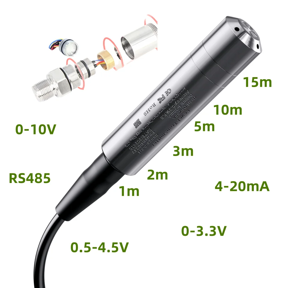 Hydrostatic Liquid Level Sensor 1m 2m 5m 10m 15m oil fuel water ...