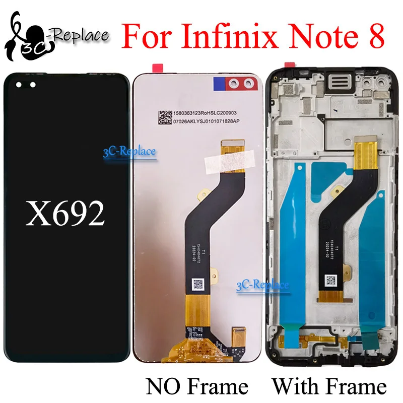 Infinix not 8 X692 6.95 LCD ekran için orijinal siyah dokunmatik ...