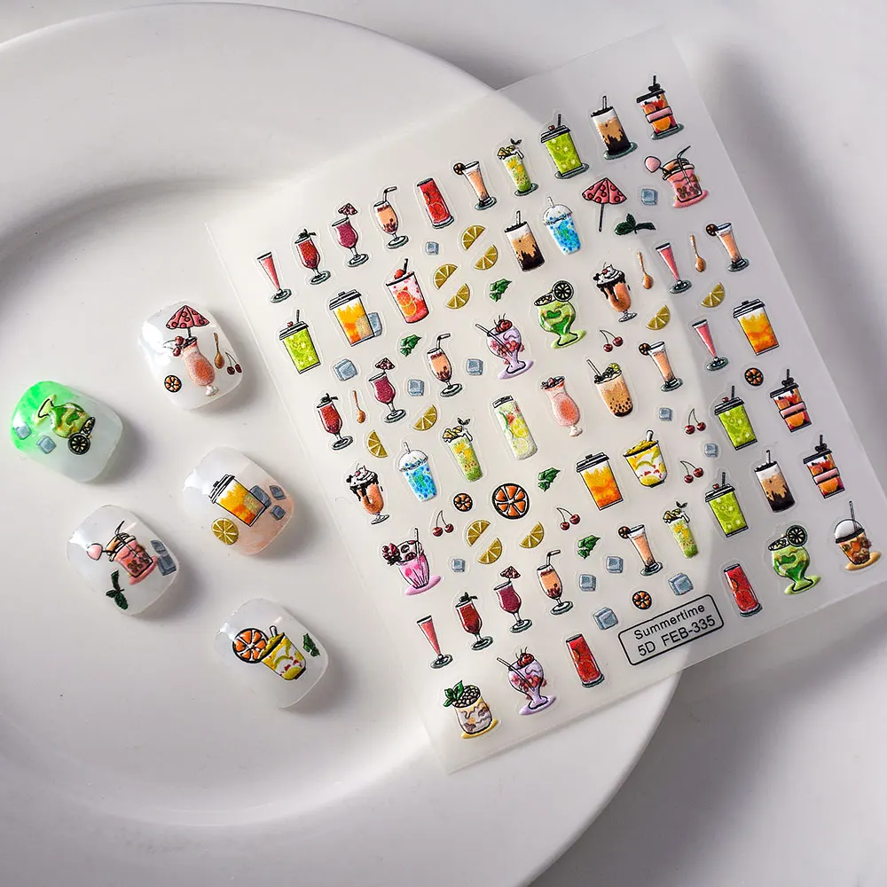 5D-Luxury-Beer-Nail-Sticker-Three-Dimensional-Embossed-Cola-Graffiti ...