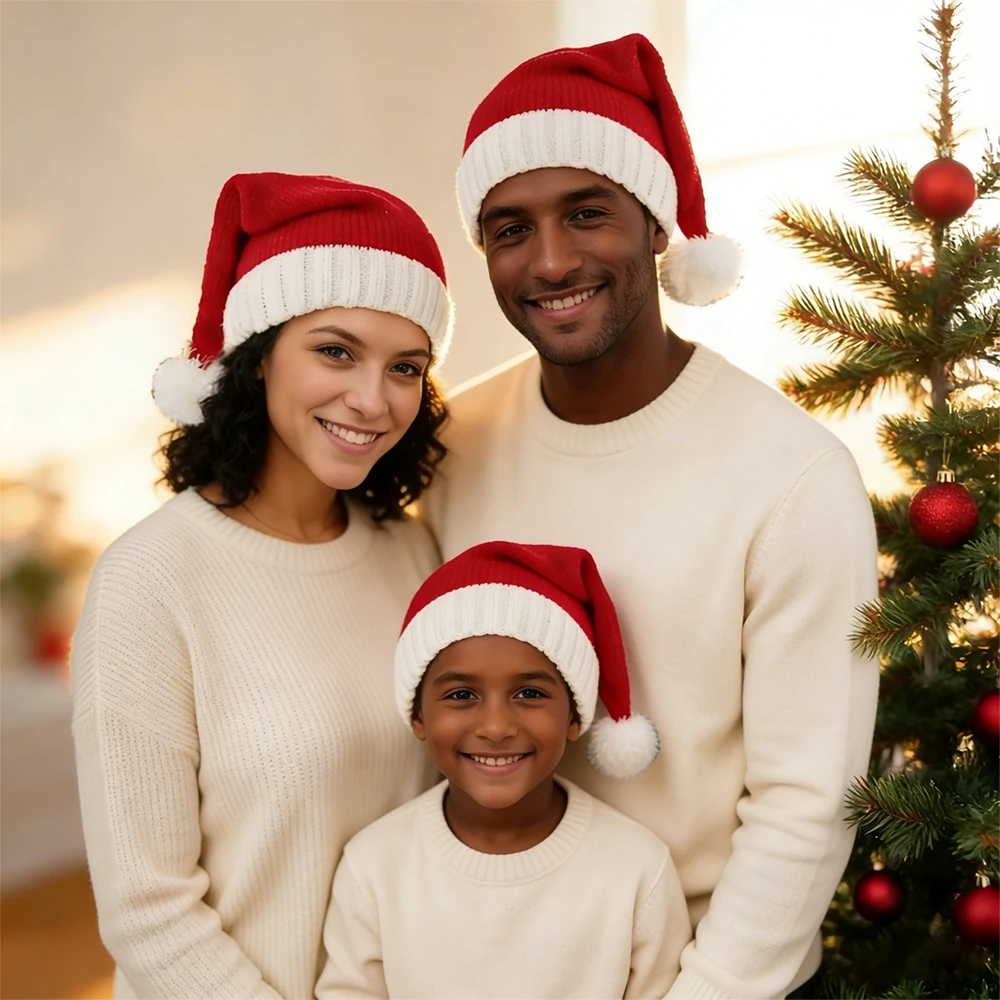 Santa Claus Parent Child Christmas Hat Winter Knitted Hat Holiday Dress ...