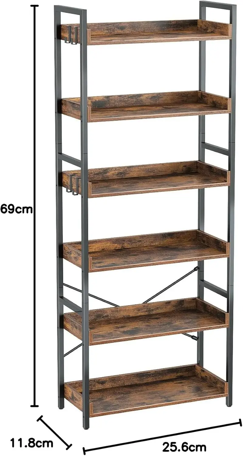 Bookshelf-6-Tier-Industrial-Bookcase-Vintage-Storage-Rack-with-Open ...