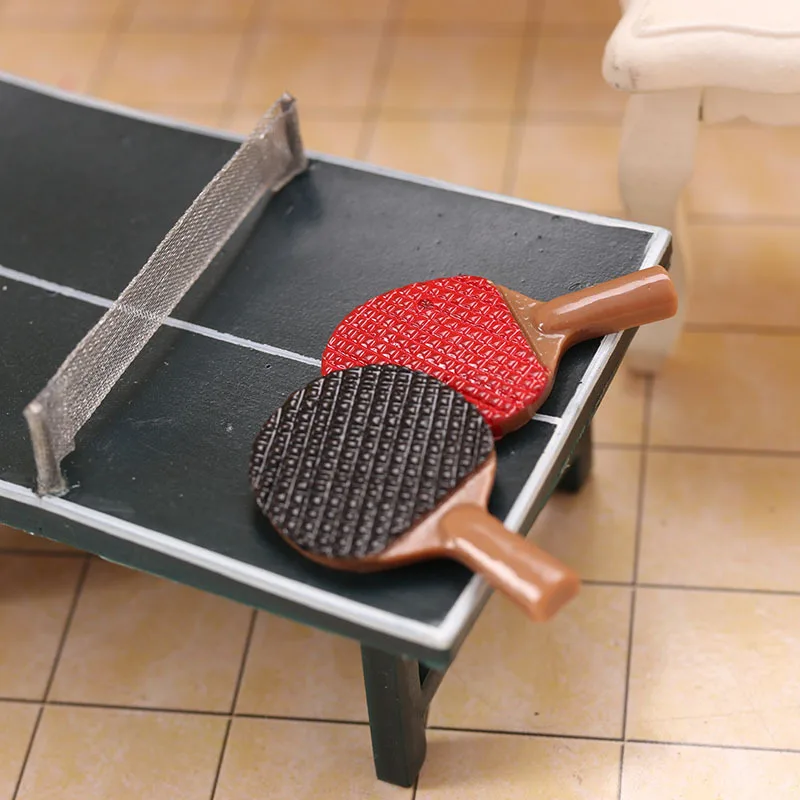 1/12 Dollhouse Miniature Accessories Mini Table Tennis Racket with Ball ...