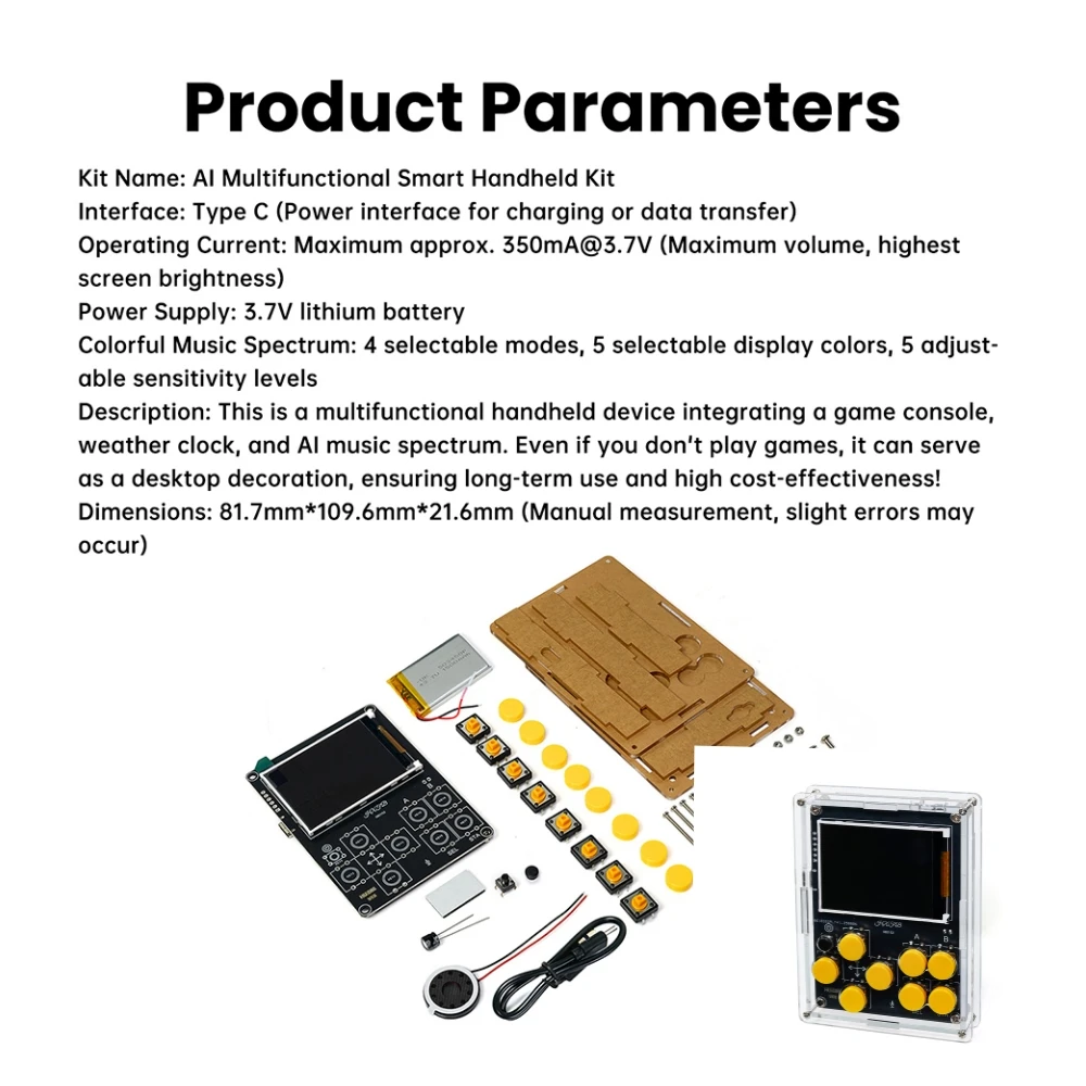 DIY LCD Game Console Kit With 25 Classic Games Weather Clock Music ...