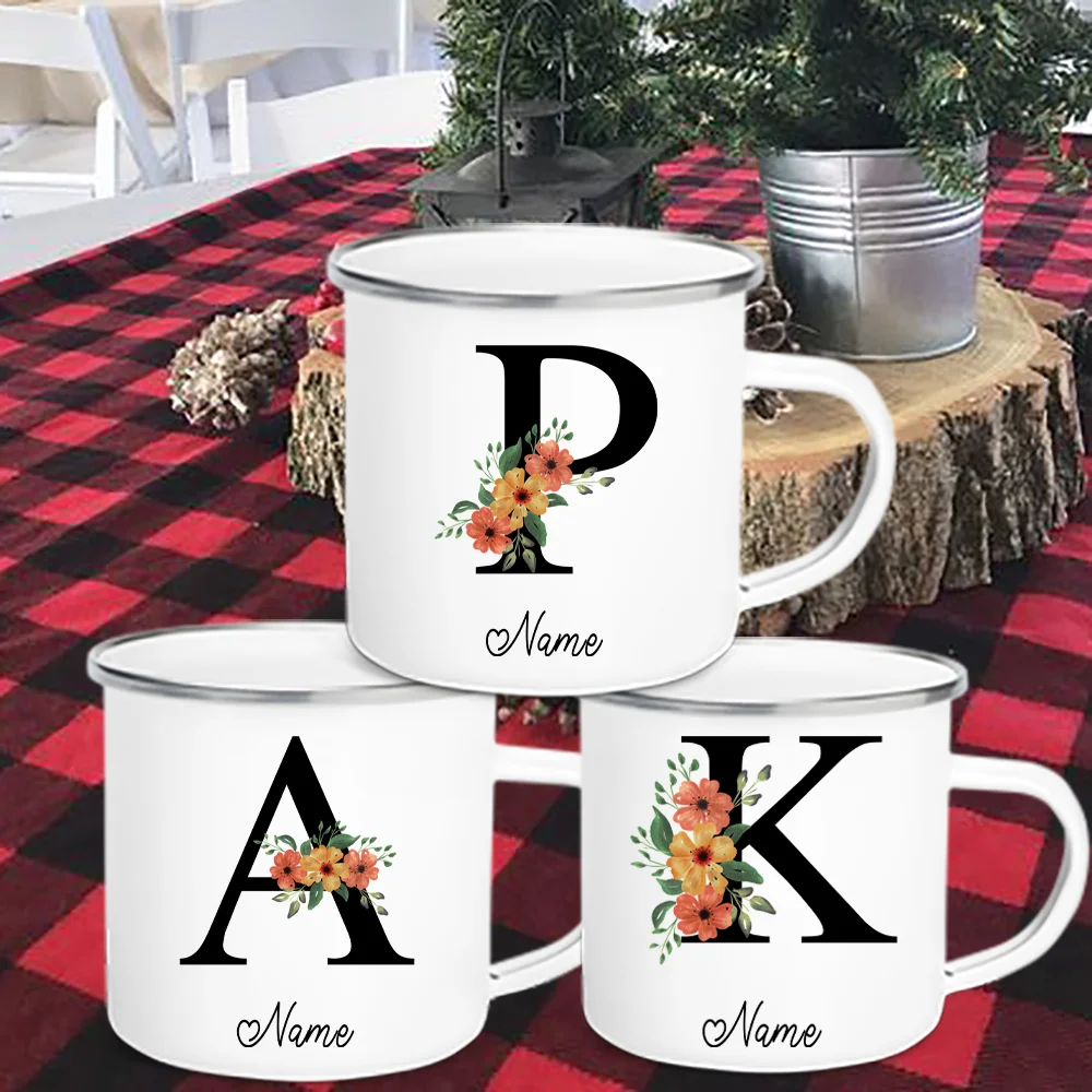 Personalized-Name-Enamel-Mug-Custom-Flower-Letter-Alphabet-Mug-Travel-Cup-Mugs-Coffee-Cups ...