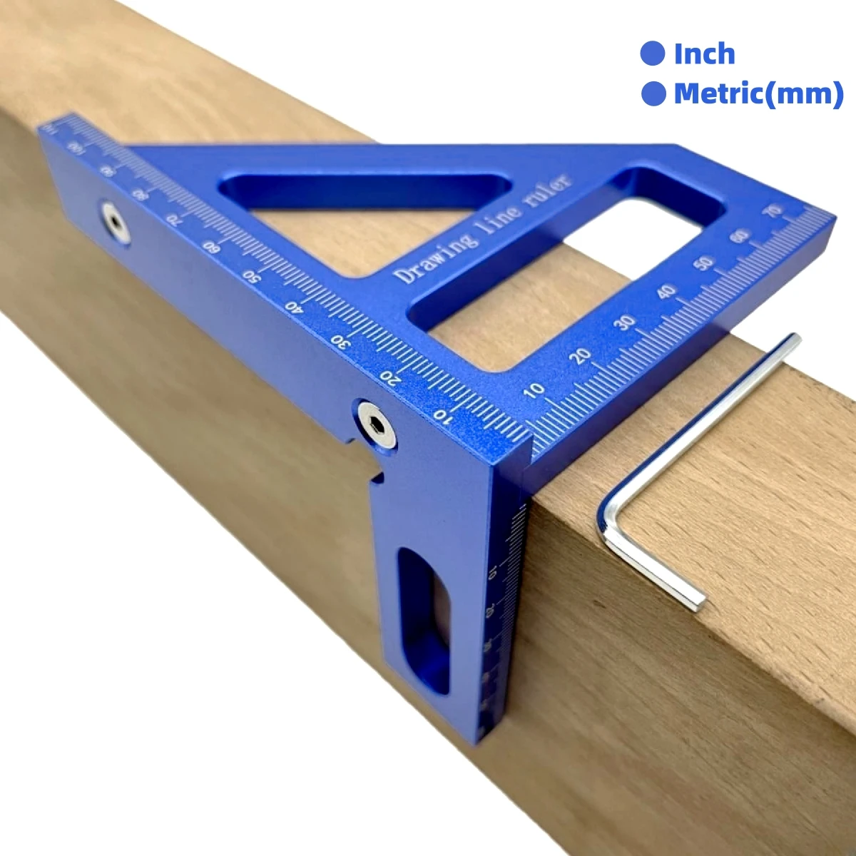 Metric-Inch-45-90-Aluminum-Alloy-Miter-Blue-Triangle-Ruler-Carpentry ...